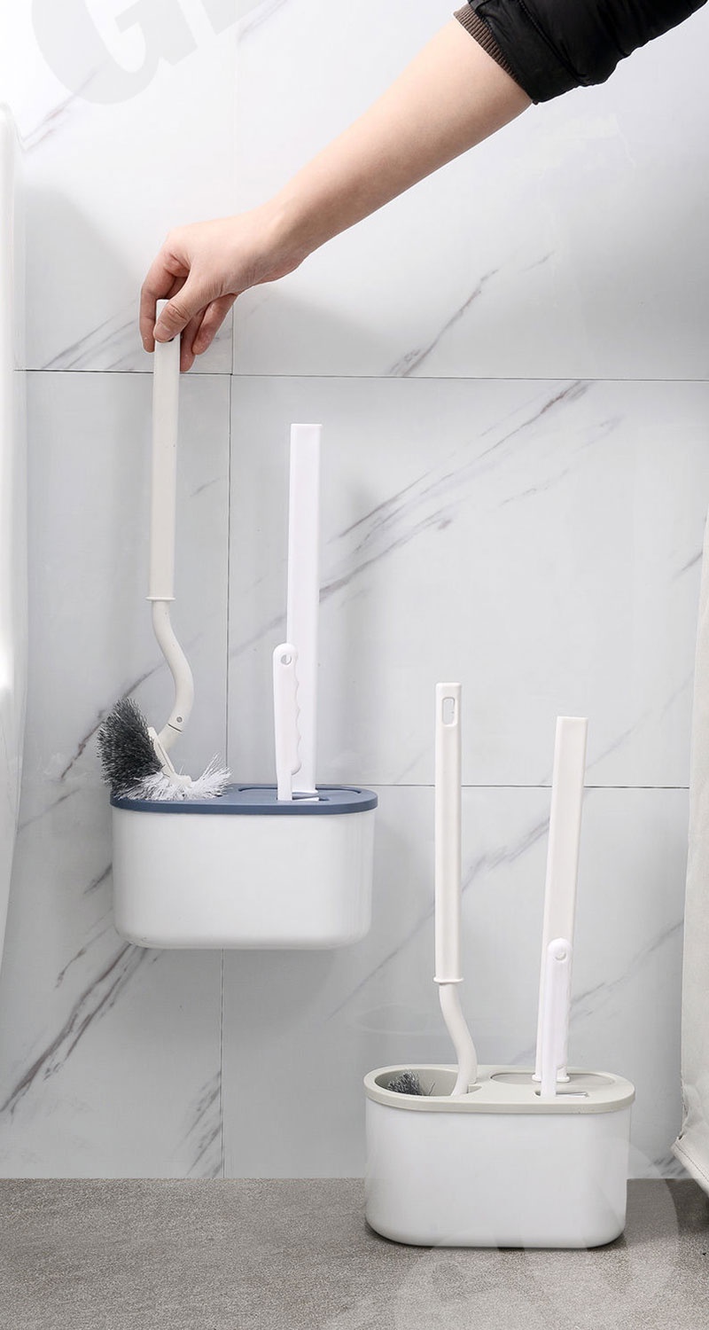 GEESO Toilet Cleaning Brush 3 Brushes Head Punch-Free Bathroon Cleaning ...