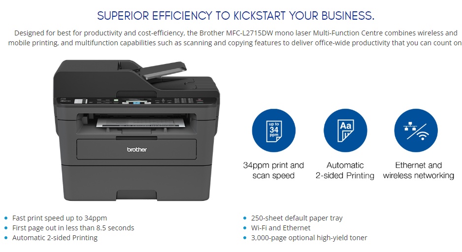 Brother MFC-L2715DW Laser Printer All in One Mono (Multi-Function ...