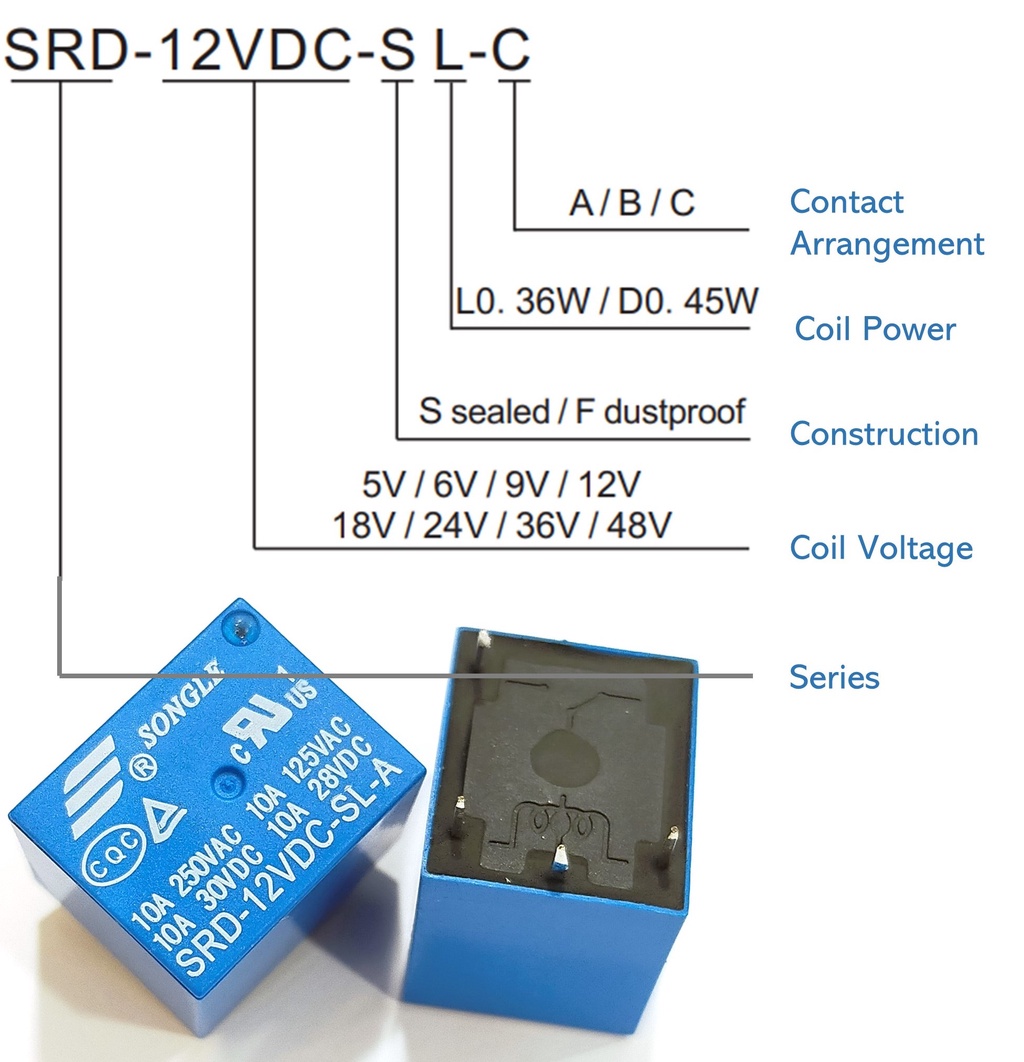 Relay Songle 4 Pin 5 Pin 5V 9V 12V 24V 48V 10A 250V Geganti SRD SRD ...