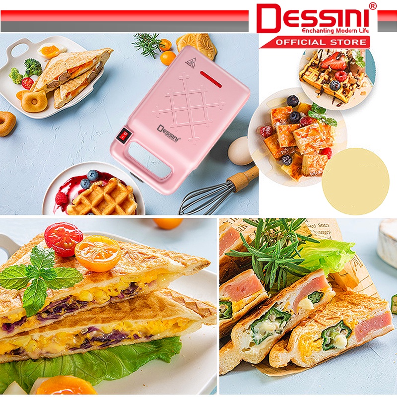 DESSINI ITALY Double Sided Electric Sandwich Panini Waffle Pizza Maker ...
