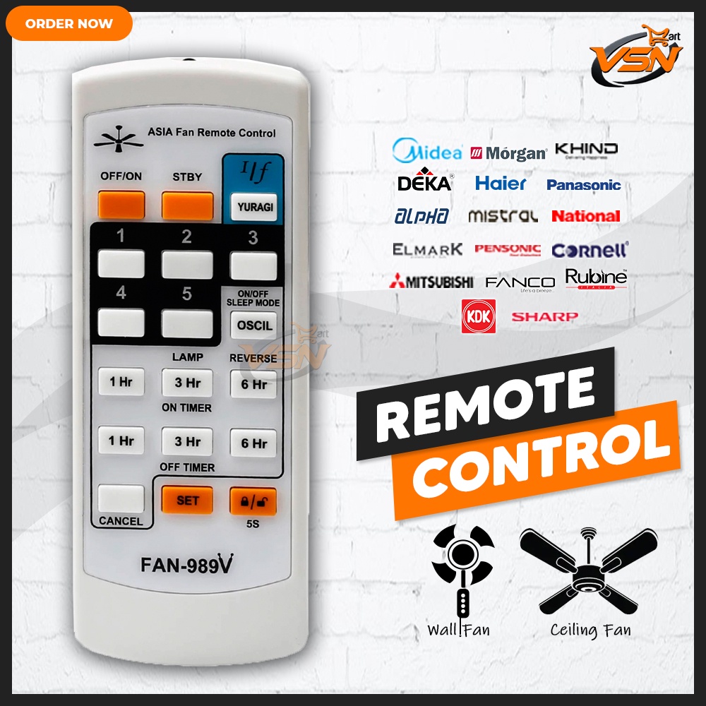 Universal Fan Remote Control For Brand KDK,PANASONIC, ELMAK, WINTER ...