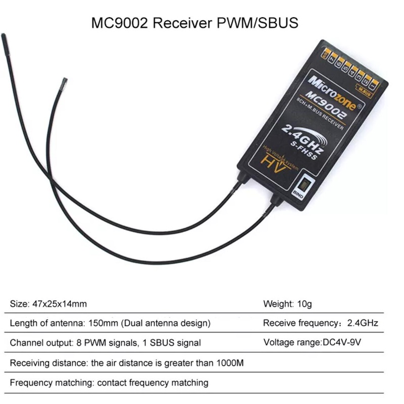 Microzone MC8B 2.4G 8CH Remote Control Transmitter & MC8RE/ MC9002 ...