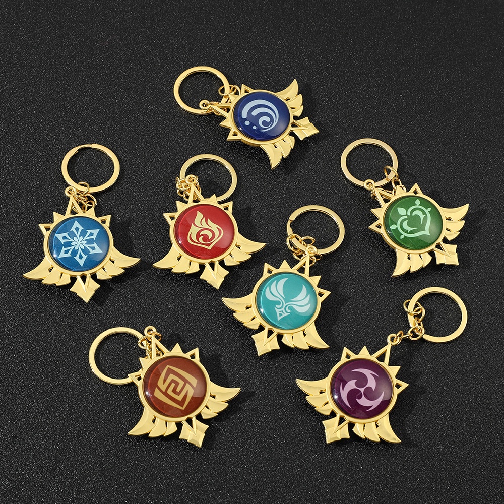 𝖕𝖗𝖊𝖒𝖎𝖚𝖒 𝖒𝖊𝖙𝖆𝖑 Genshin Impact Vision Keychain Keyring 7 Element Liyue ...