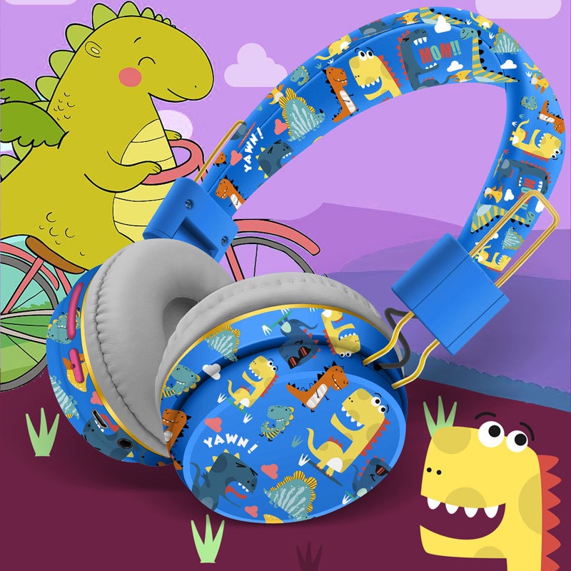 Kids Dinosaur Headphones Wirless Bluetooth Headset with Mic Stereo ...