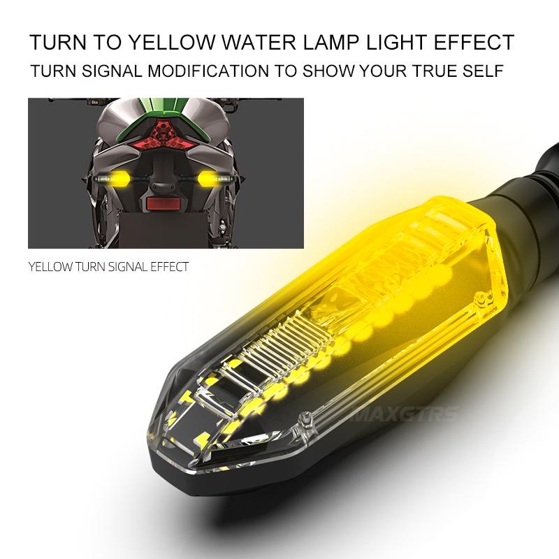 MAXGTRS 2x Motorcycle Turn Signals Lights 12 Leds Water Flowing ...
