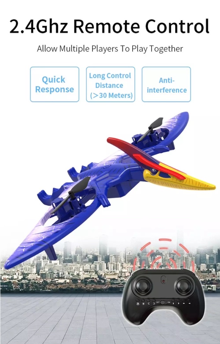 DRONE Control FEO Rc Pterosaur Flying Dinosaur RC Drone Quadcopter ...