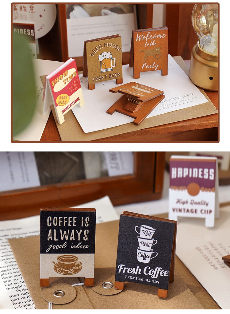 [RETRO CLIP] Giftandtape Wooden Wood Cute Clip 10 Design Cute Paperclip ...