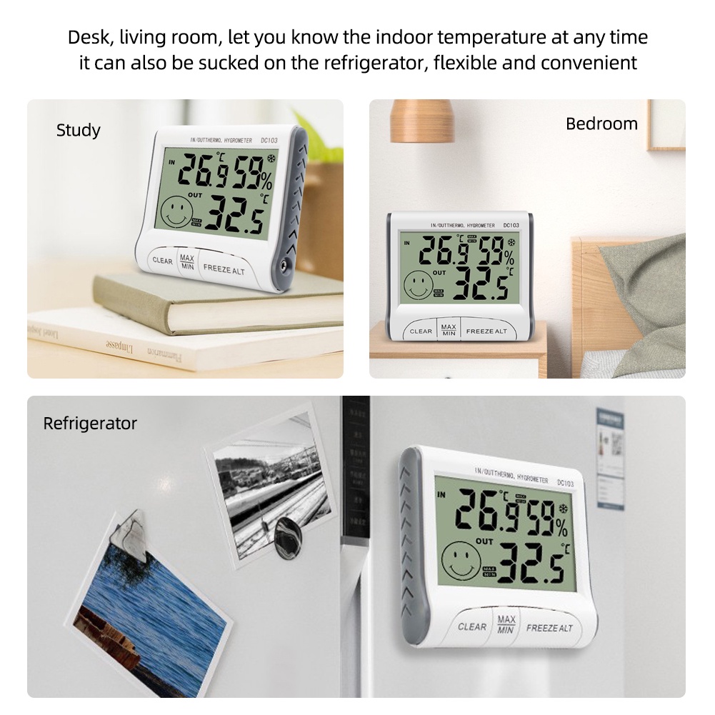 YAGO LCD Digital Temperature Humidity Meter Indoor Thermometer ...