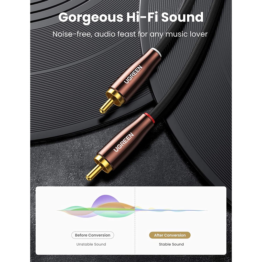 UGREEN Lightning to 2 RCA MFi Certified Splitter Audio Cable Hi Fi ...