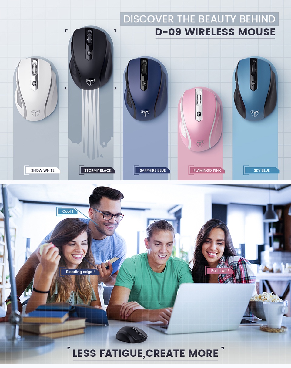 VicTsing MM057 Wireless Mouse Wireless Mouse 5-Level DPI 6 Buttons ...