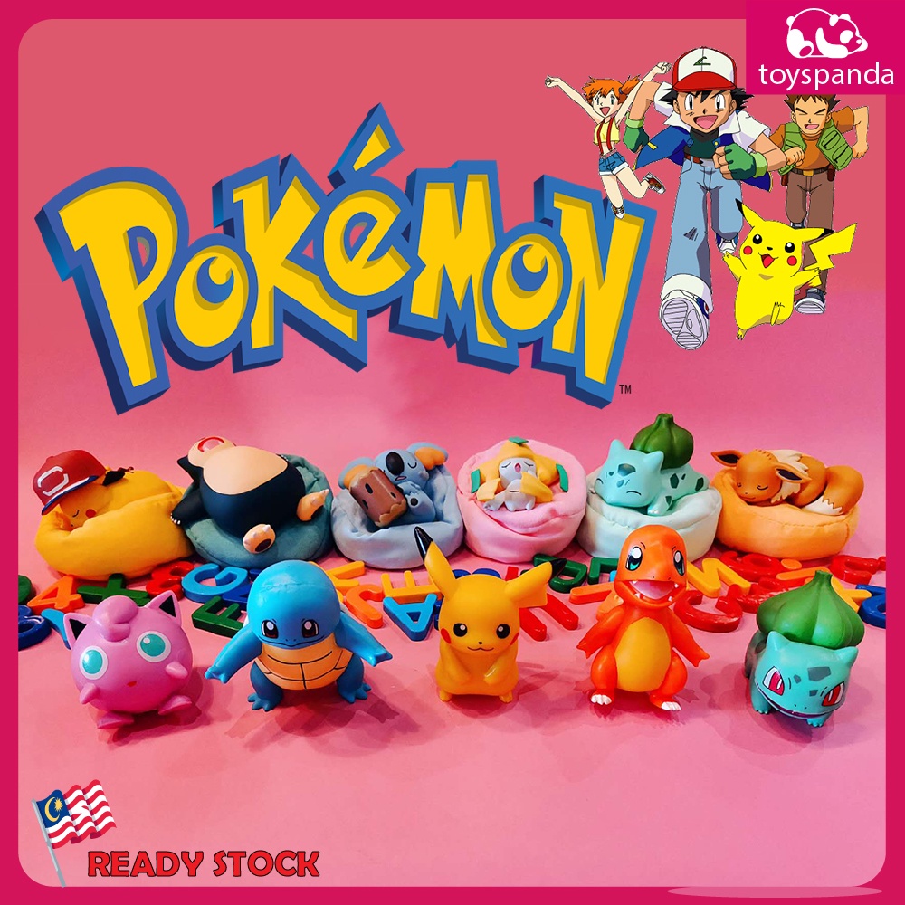 Pokemon Toy Ornament Display Figure Sleeping Pikachu Squirtle ...