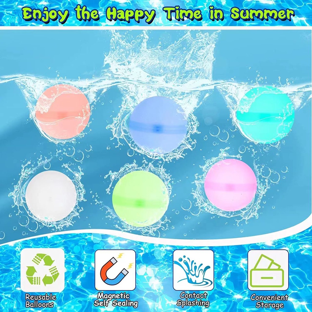3H Reusable Water Bomb Splash Balls Balloons Absorbent Ball Outdoor ...