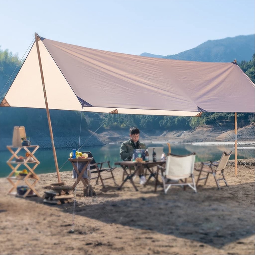 CTMALL Flysheet Camping Waterproof Flysheet with Pole Set 3x3 3x5 Fly ...