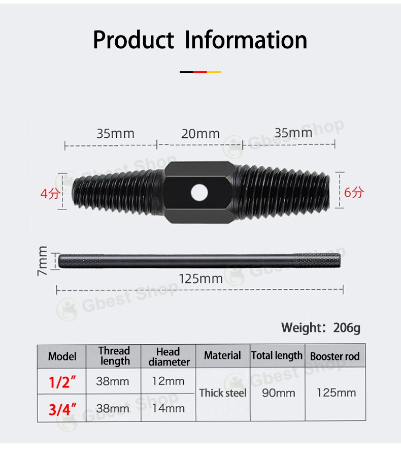 2 Way Pipe Extractor 1/2”& 3/4”Pipe Damage screw Extractor Broken Tap ...