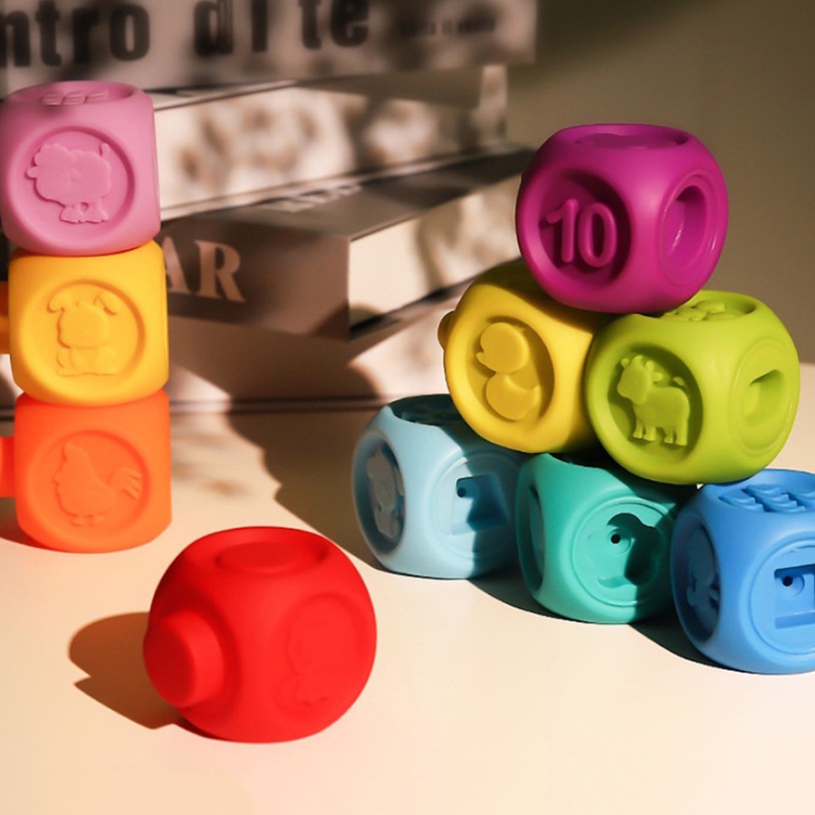 Baby Soft Silicon Blocks Early Learning Teether Toys Ball Educational ...