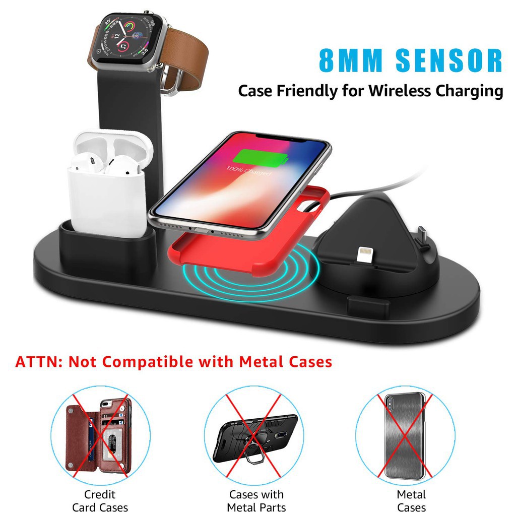 15W Qi Wireless Charger 4 in 1 For Phone Charging Dock Station For ...