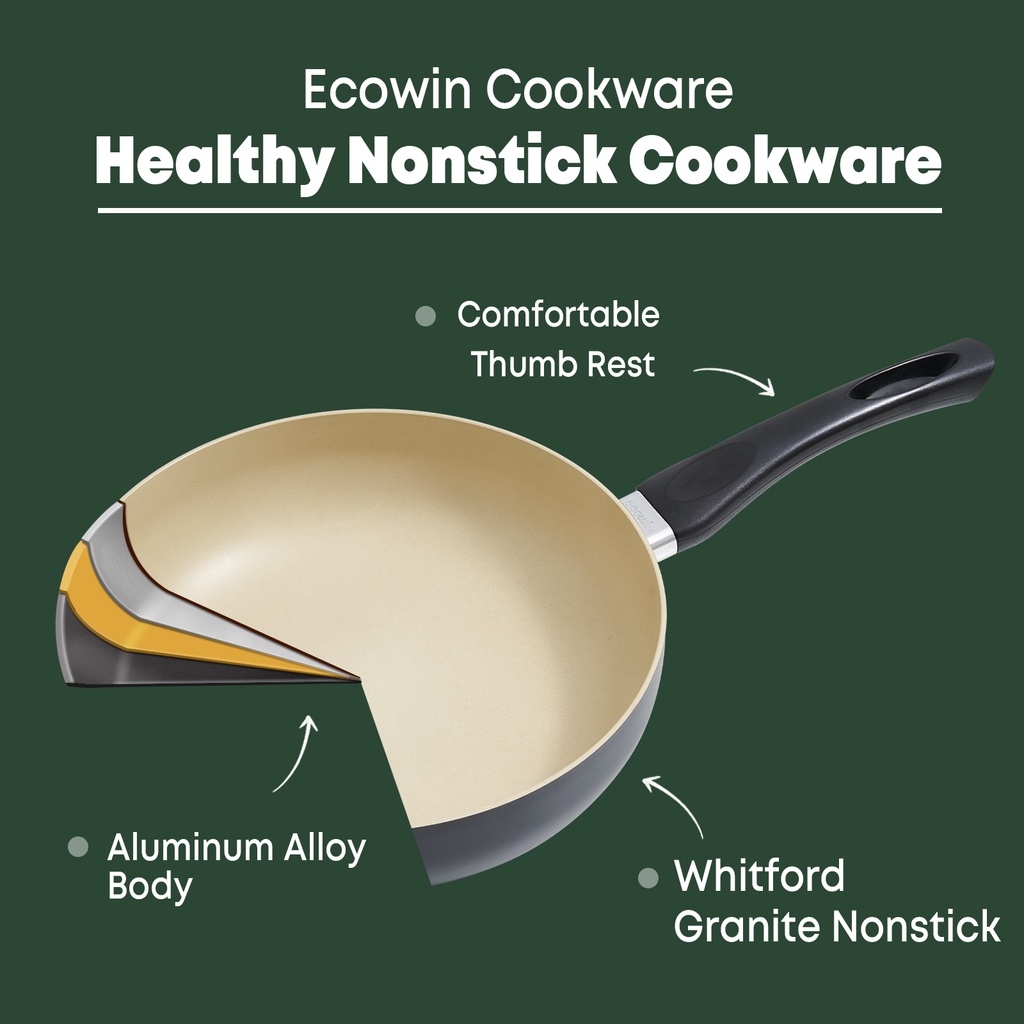 Ecowin Nonstick Cookware Pots and Pans Set 22 Piece Granite Coating Non ...