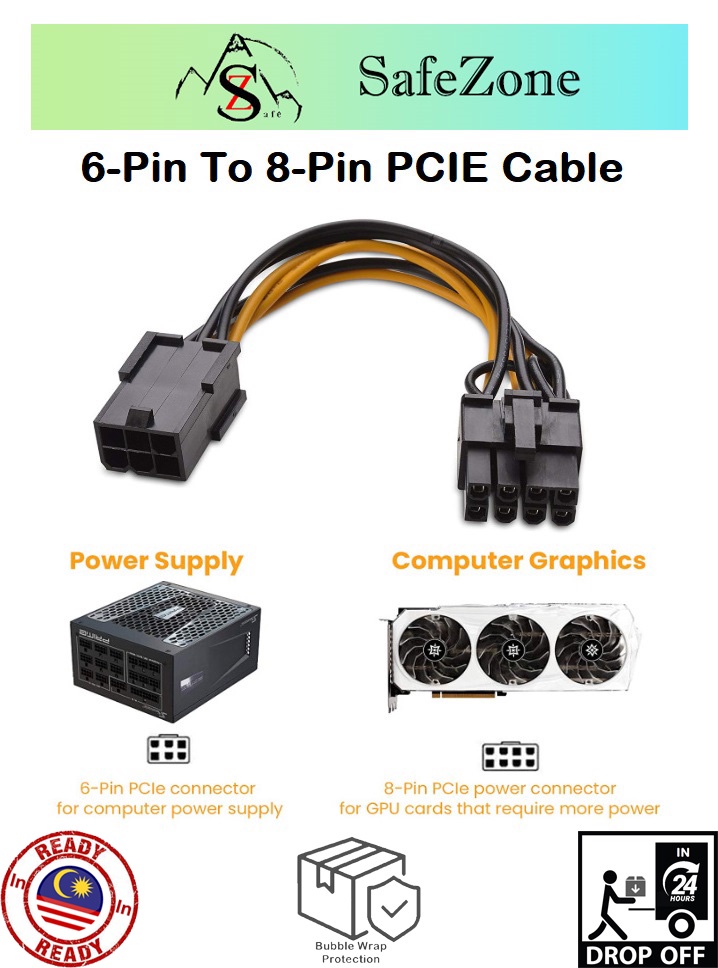 6 Pin to 8 Pin PCIE Adapter Power Cable, Computer Cable for PC Computer ...