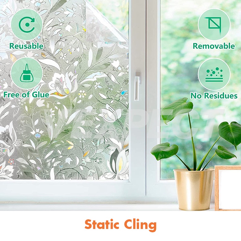 Window Glass Privacy Sticker, 3D Decorative Window Glass Film, Sun ...