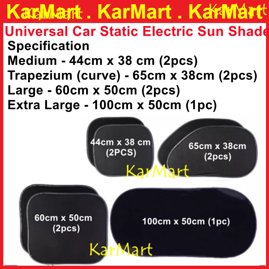 Universal Car Black Window Sunshade Static Electric Film 97% UV Proof ...