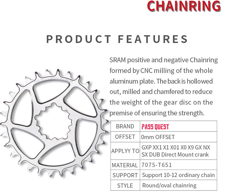 Bike chainring SRAM direct mount narrow wide 30T 32T 34T 36T 38T 40T ...