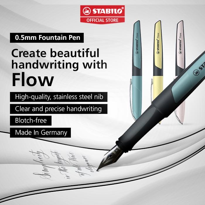 STABILO Flow Pastel Colour Fountain Pen 0.5mm Medium Tip Super ...