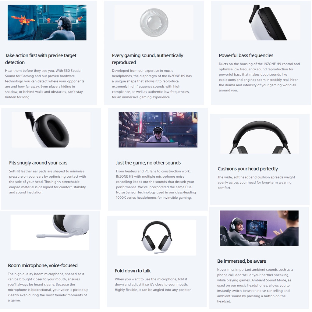 Sony INZONE H9 Wireless Noise Cancelling Gaming Headset | WH-G900 | 1 ...
