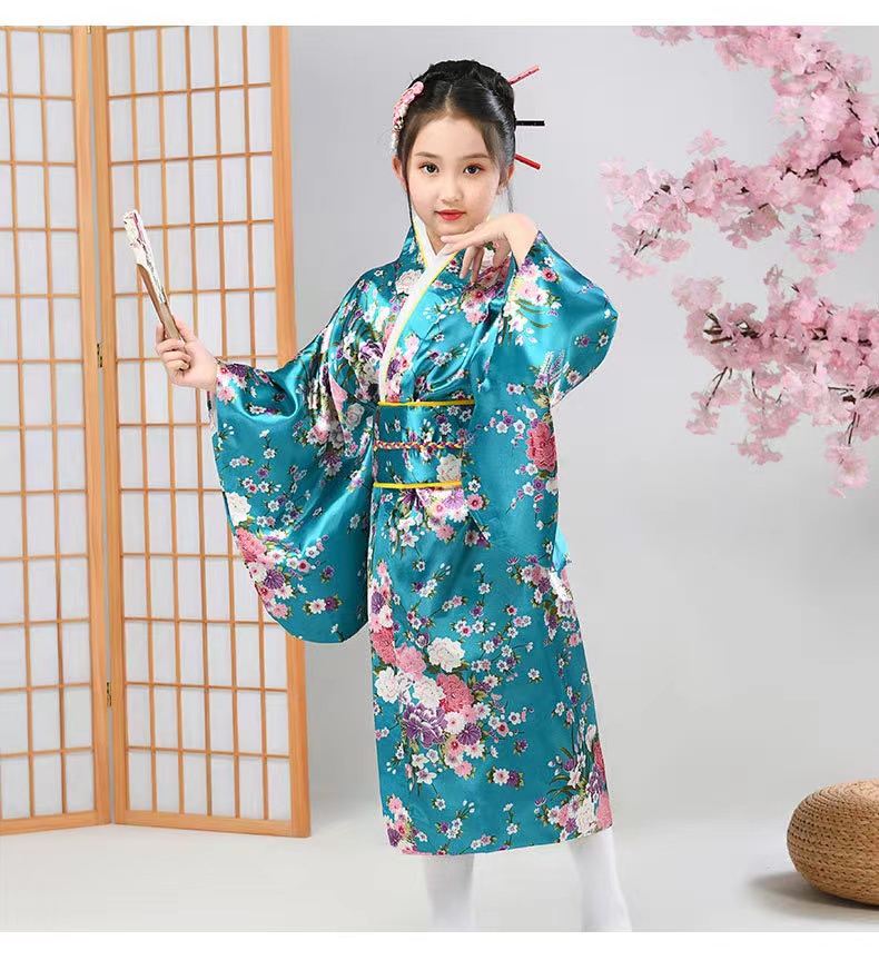 (Free gift) Japanese Traditional Dress Kimono Robe for Kids Girls ...