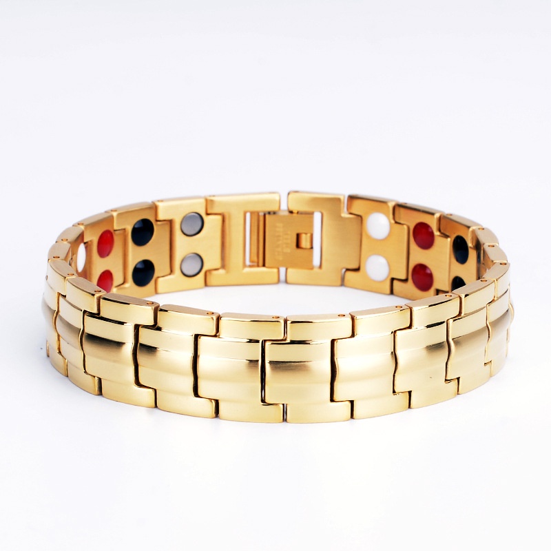 Titanium Steel Bracelet 4-in-1 Magnetic Negative Ion Anti-radiation Far ...