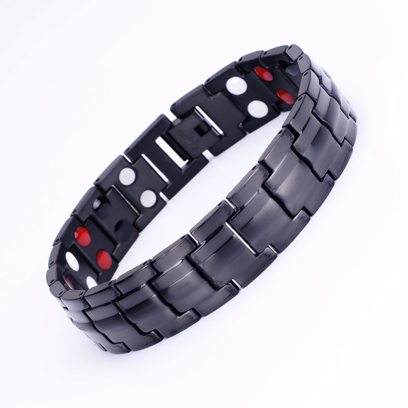 Titanium Steel Bracelet 4-in-1 Magnetic Negative Ion Anti-radiation Far ...