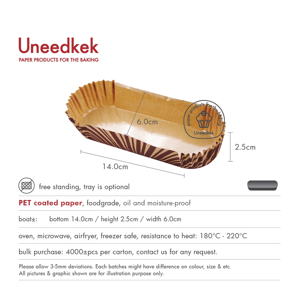 Uneedkek Bekas Roti Sosej Bread Baking Paper Cup Roti Bujur Kertas Roti ...