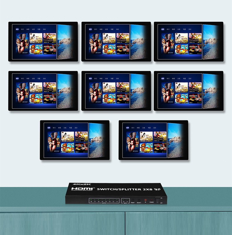 2x8 HDMI 4K Switch Splitter 4K 2-IN8-OUT COMBO MATRIX SWITCHER ...