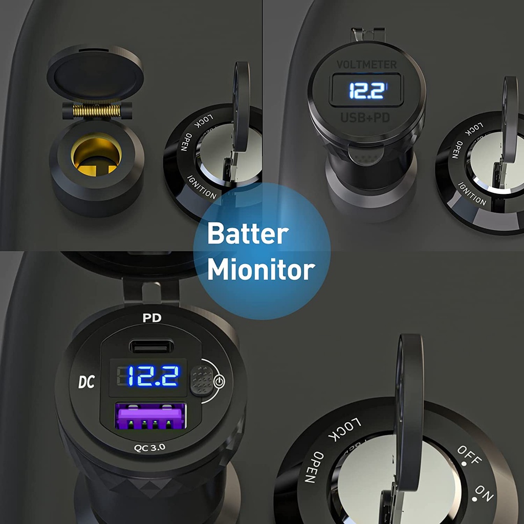 DIN Hella Plug to USB C PD 3.0 & Quick Charge 3.0 USB Charger Power ...