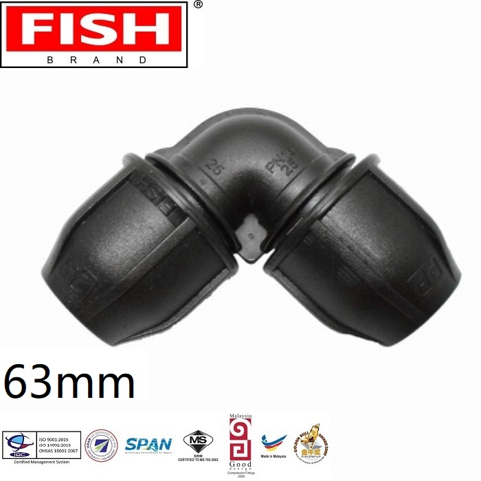 Brand Fish PP Push Fit PolyPropylene PN16 Compression Fittings 63mm ...