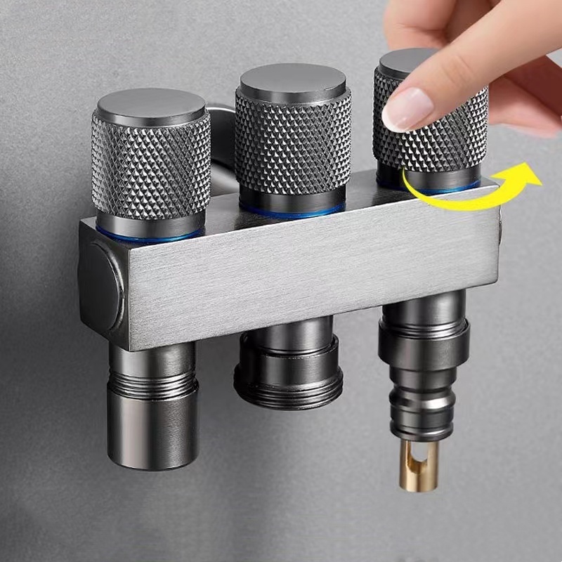 【Ready Stock】One in three out Angle valve with independent switch three ...