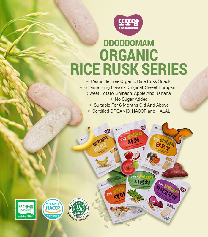 Renewallife DDODDOMAM Baby Snack Organic Rice Puff / Rice Rusk / Rice ...
