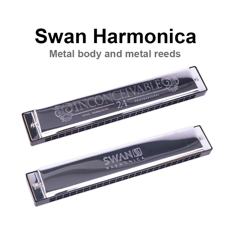 SWAN Harmonica Key of C 10 Holes 20 Tones | 24 Holes 48 Tones | C Key ...