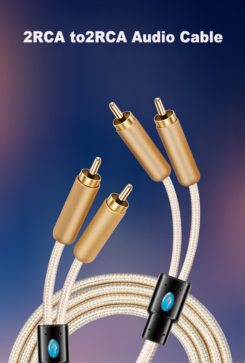 GOLLEY LION 2RCA to 2 RCA Audio Cable Male to Male Gold-Plated 1m 2m 3m 5m - 20m RCA Cable Car ...