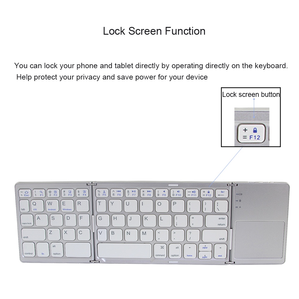 Wireless Folding Keyboard Bluetooth Keyboard with Touchpad for Mobile ...