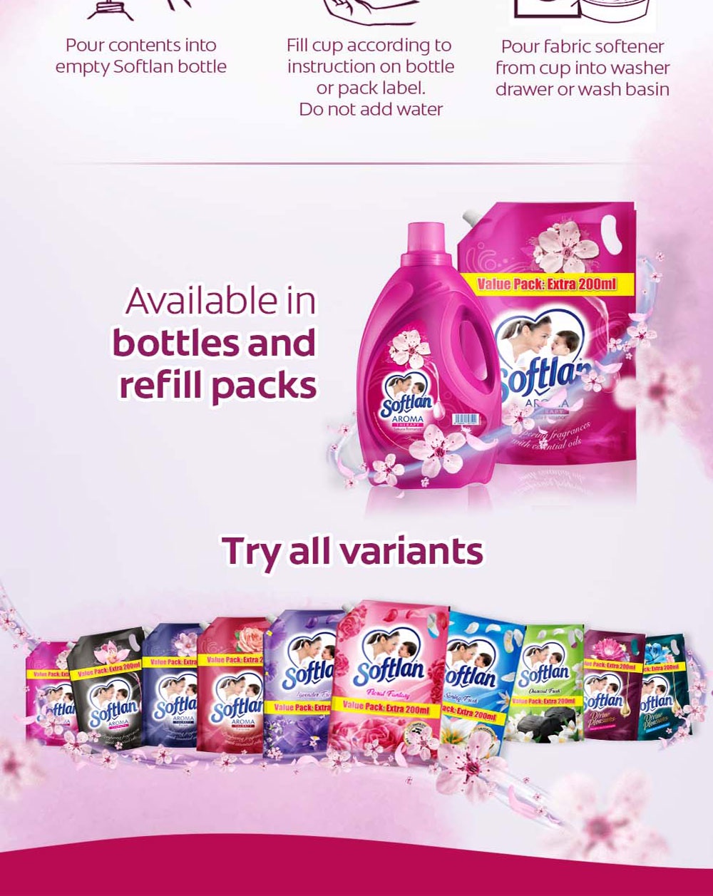 Softlan Aroma Therapy Sakura Fabric Softener Pink (2.8L) | Shopee Malaysia
