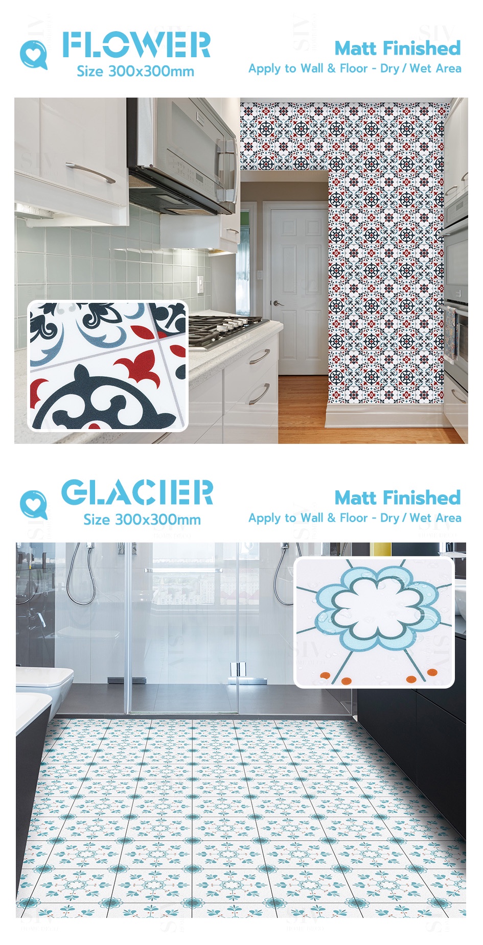 SIV 3D Tile Stickers Backsplash Subway Tiles Sticker Kitchen Bathroom ...