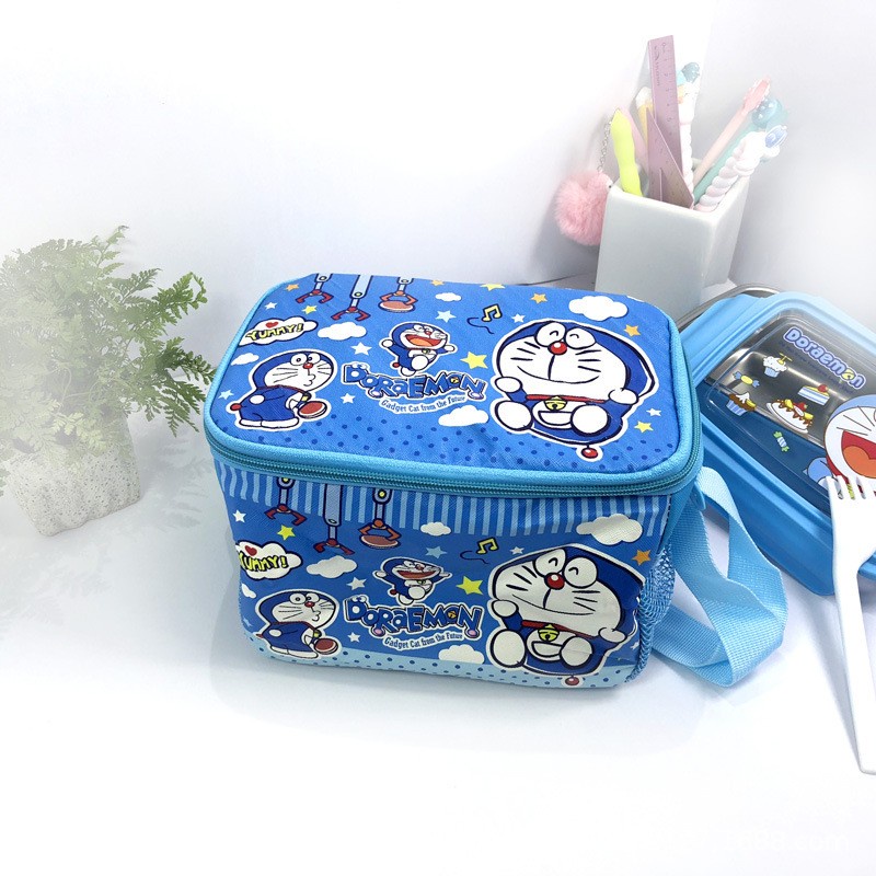 Cartoon Insulated Lunch Box Bag PU Leather Student Children Strap Lunch ...