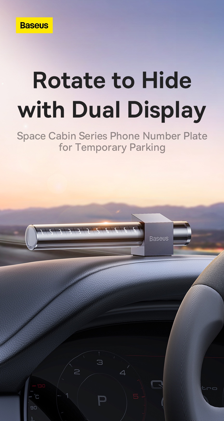 Baseus Car Phone Number Temporary Parking Card Floating Display ...