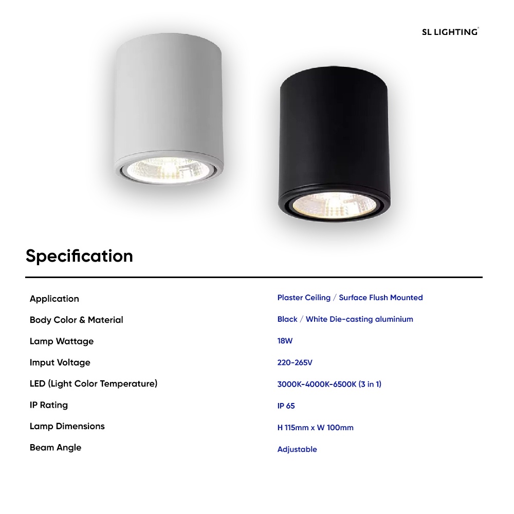 Rotating COB LED Ceiling Light Lampu Siling Batu Surface Mounted ...