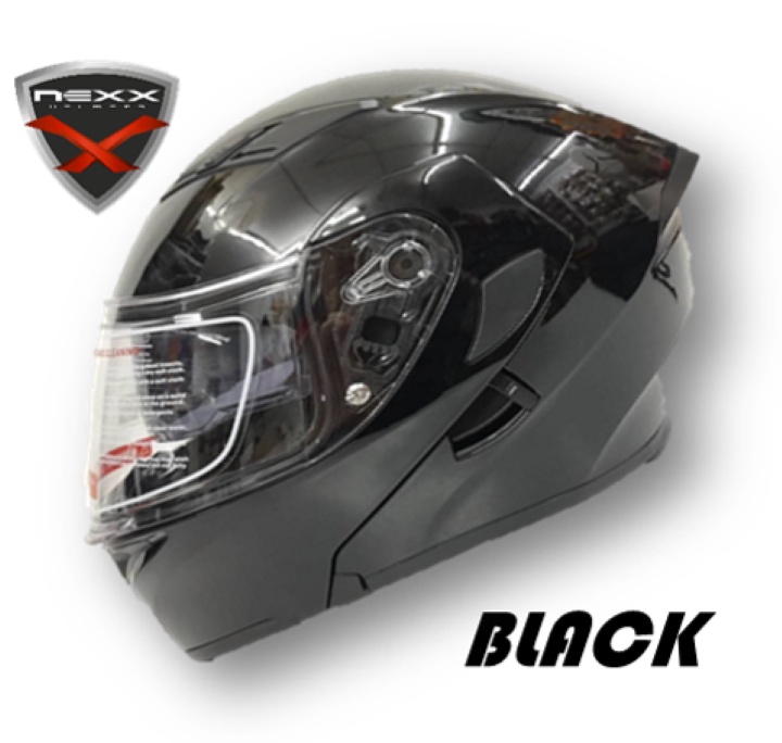 NEXX RIDING DOUBLE VISOR FLIP UP SAFETY FULLFACE DOT CERTIFIED MOTORCYCLE EQUIEMENT SHINE BLACK ...