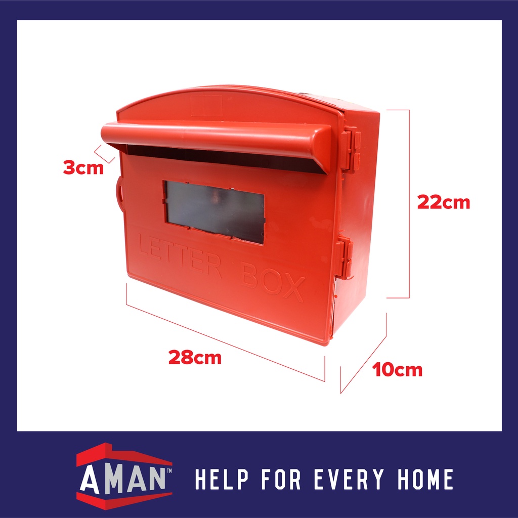 PVC Post Letter Box Thick Plastic Red Mail Box Letterbox Mailbox Kotak ...