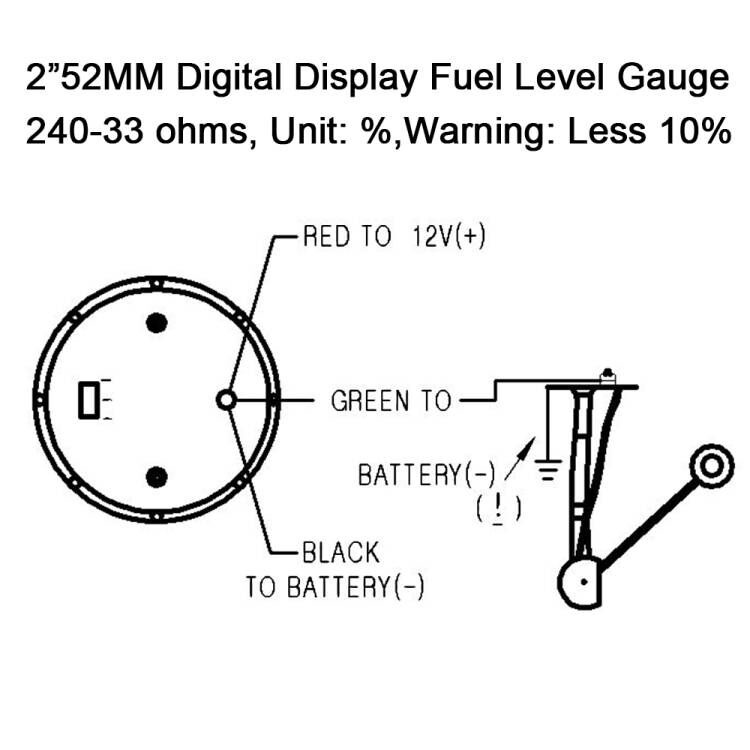 2inch 52MM Digital Display Car Fuel Level Gauge 240-33 Ohms Blue Led ...
