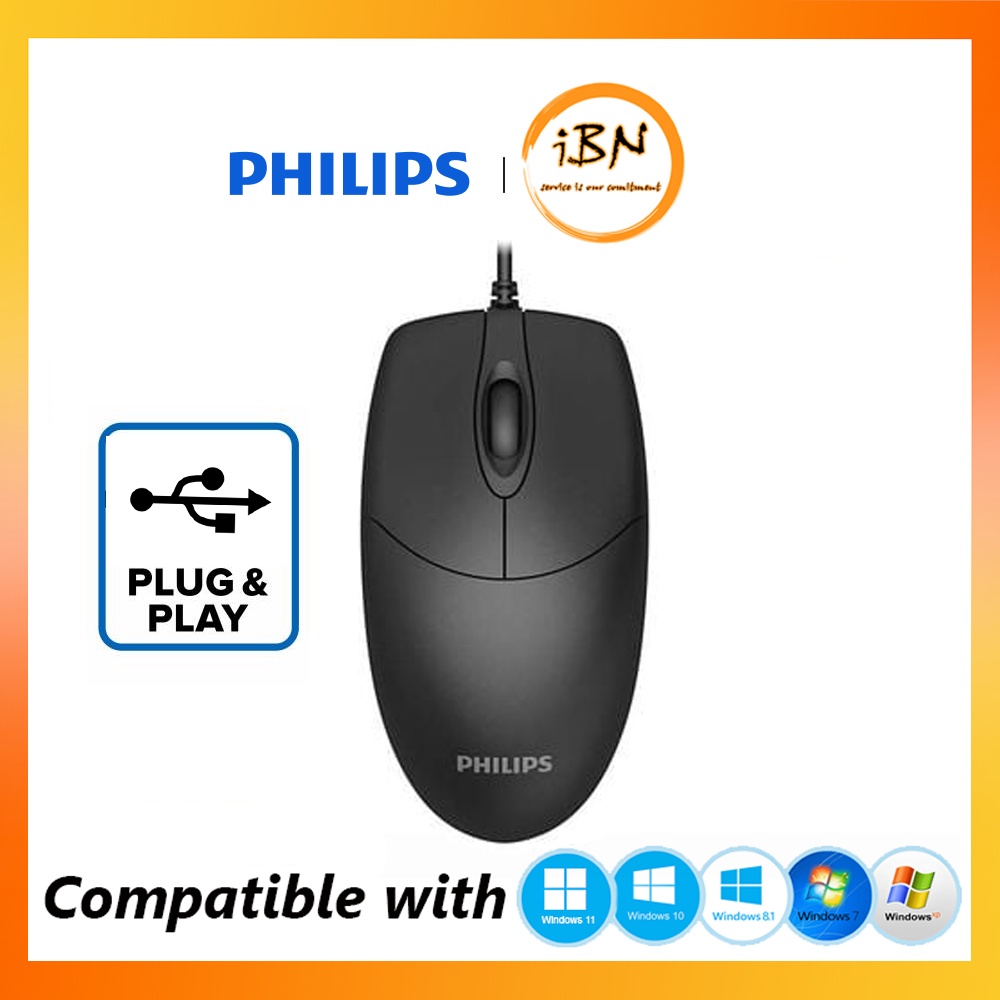 Philips M234 USB Wired Mouse simplicity compact design [Plug & Play ...
