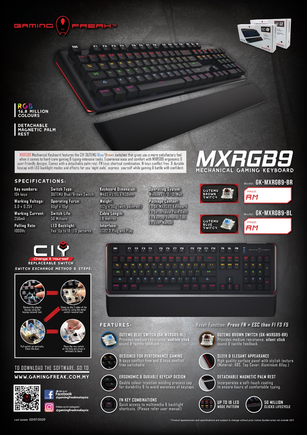 Gaming Freak MX-RGB9 Wired RGB Gaming Mechanical Keyboard with ...