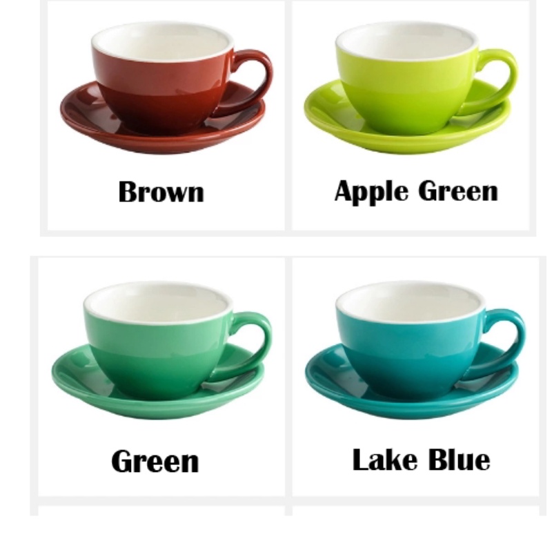[Ready Stock] European Style Colourful Ceramic Barista Latte Cup set ...